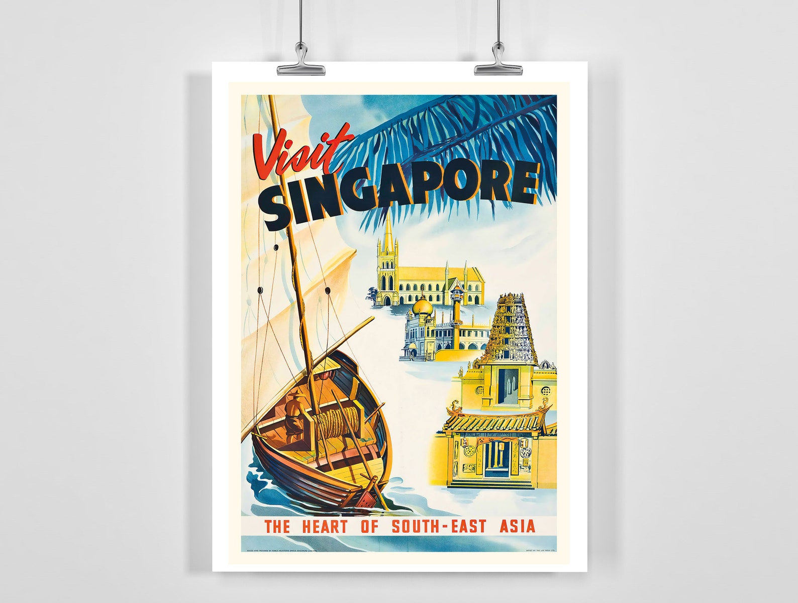 Singapore the Heart of Southeast Asia Vintage Travel Poster - Etsy