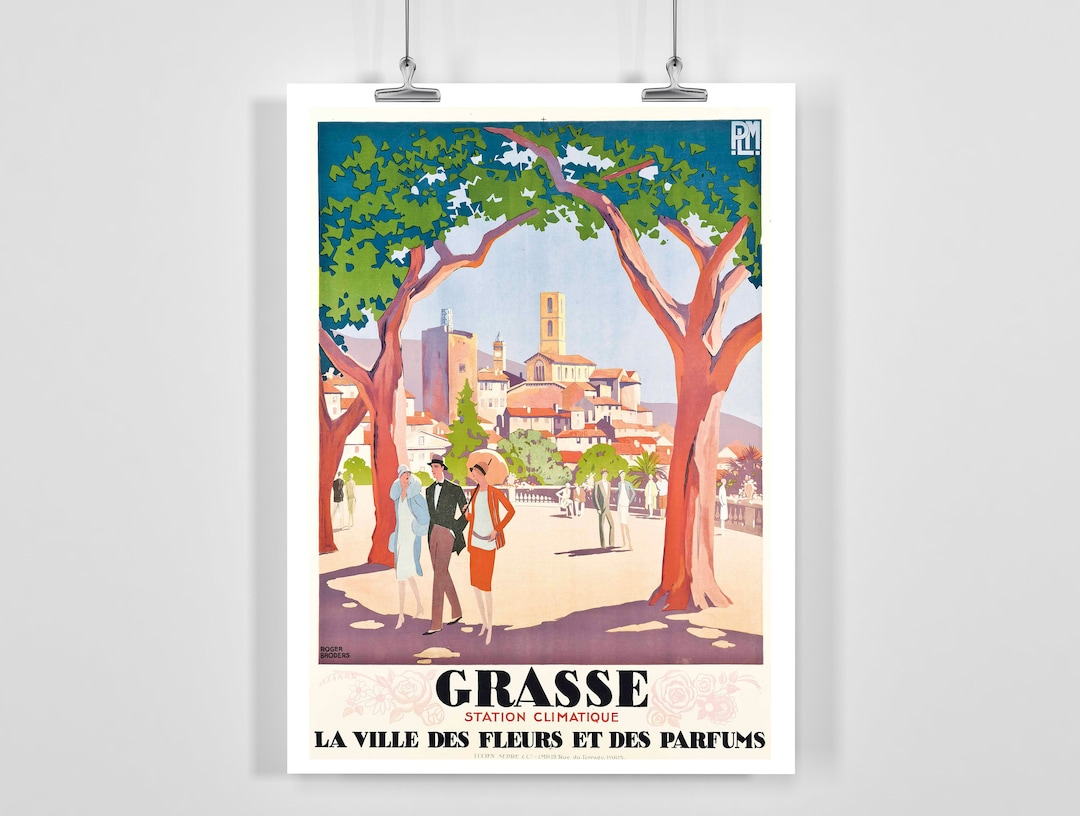 Grasse City of Flowers and Perfumes France Vintage Travel Poster ...