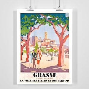 Grasse City of Flowers and Perfumes France Vintage Travel Poster ...