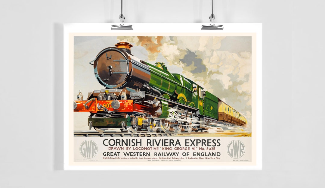 Cornish Riviera Express Steam Train Railway Vintage Travel Poster ...