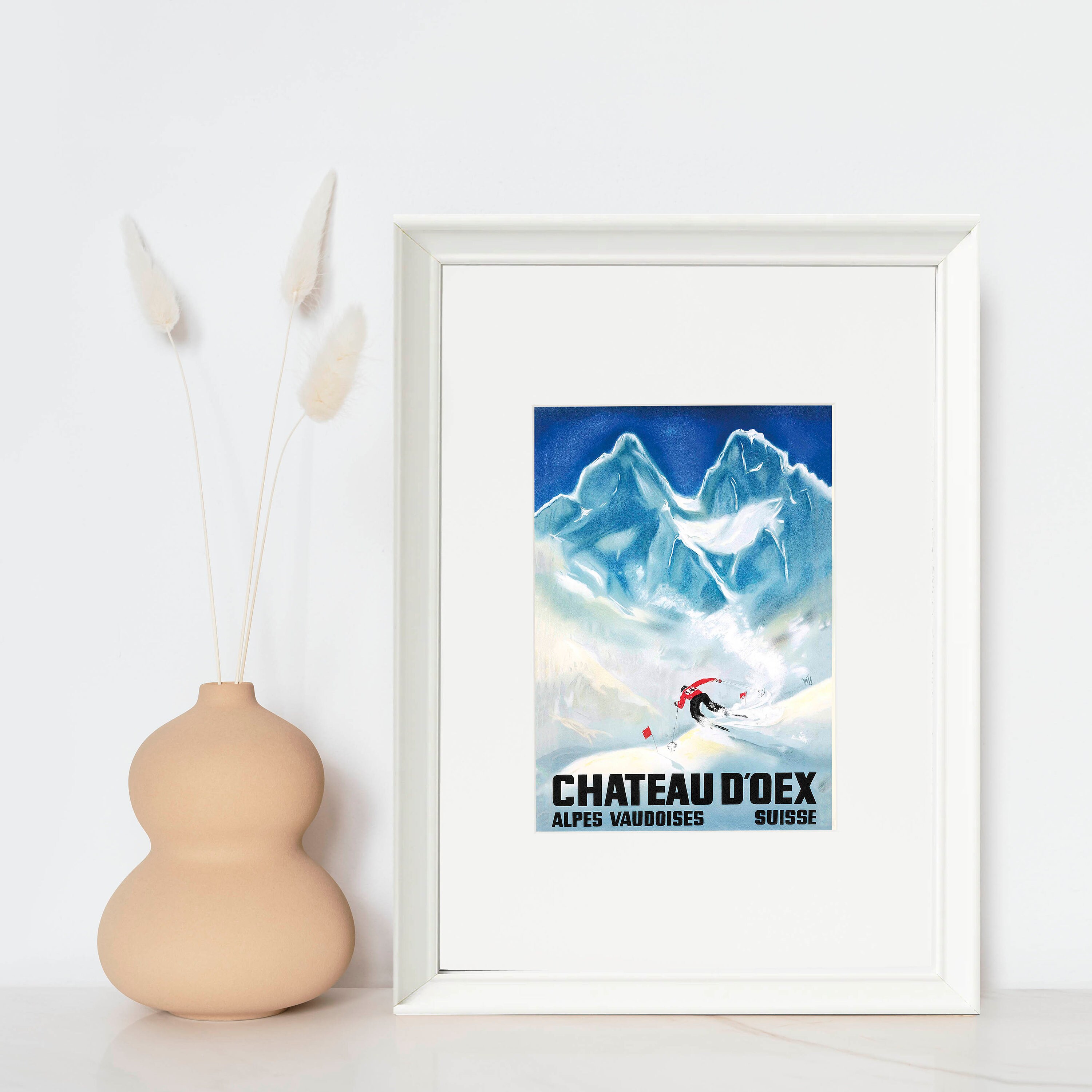 Château-d'oex Switzerland Vaud Alps Vintage Ski Poster - Etsy