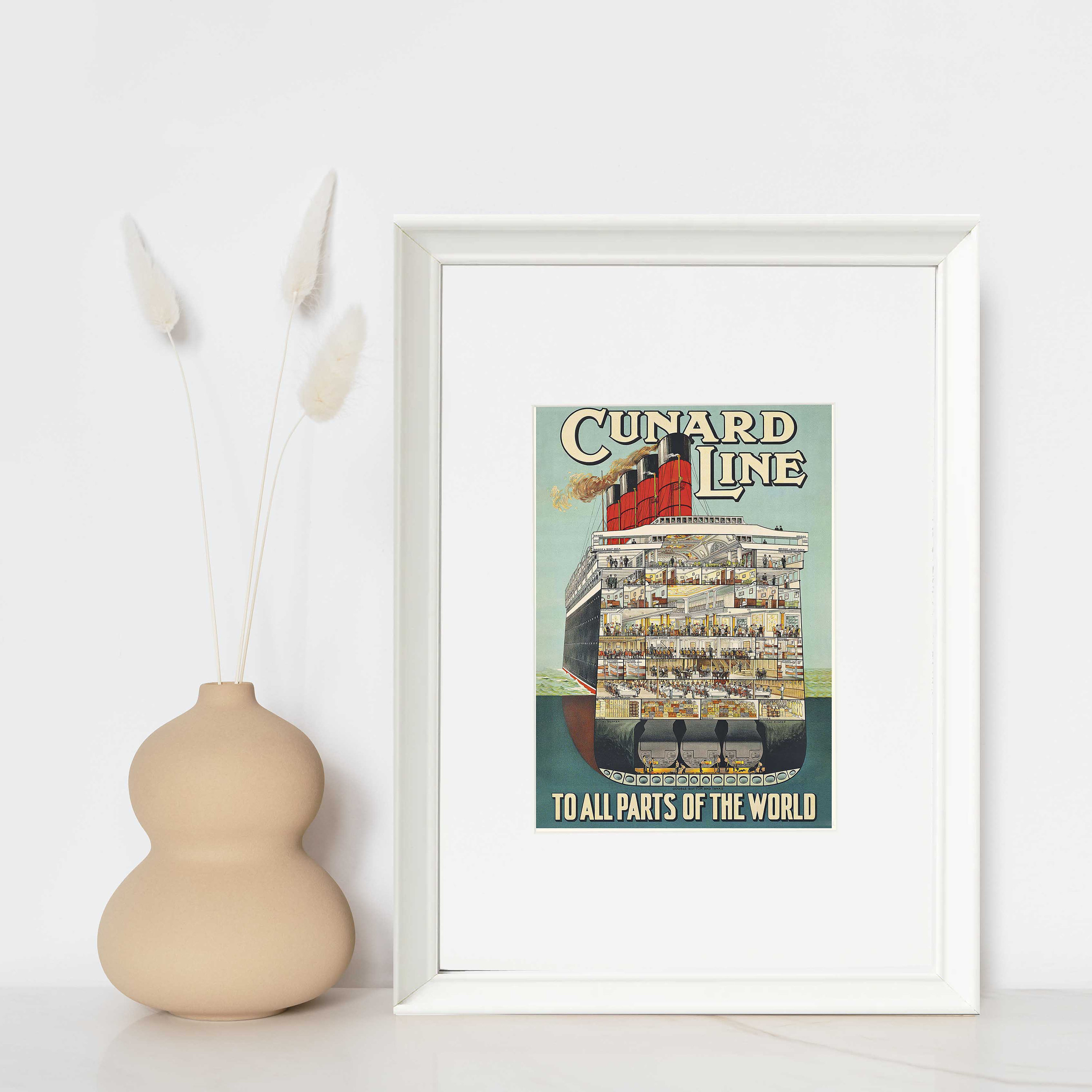 Cunard Line to All Parts of the World Vintage Travel Poster | Etsy