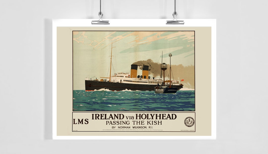 Ireland via Holyhead Passing the Kish Vintage Travel Poster by Norman ...