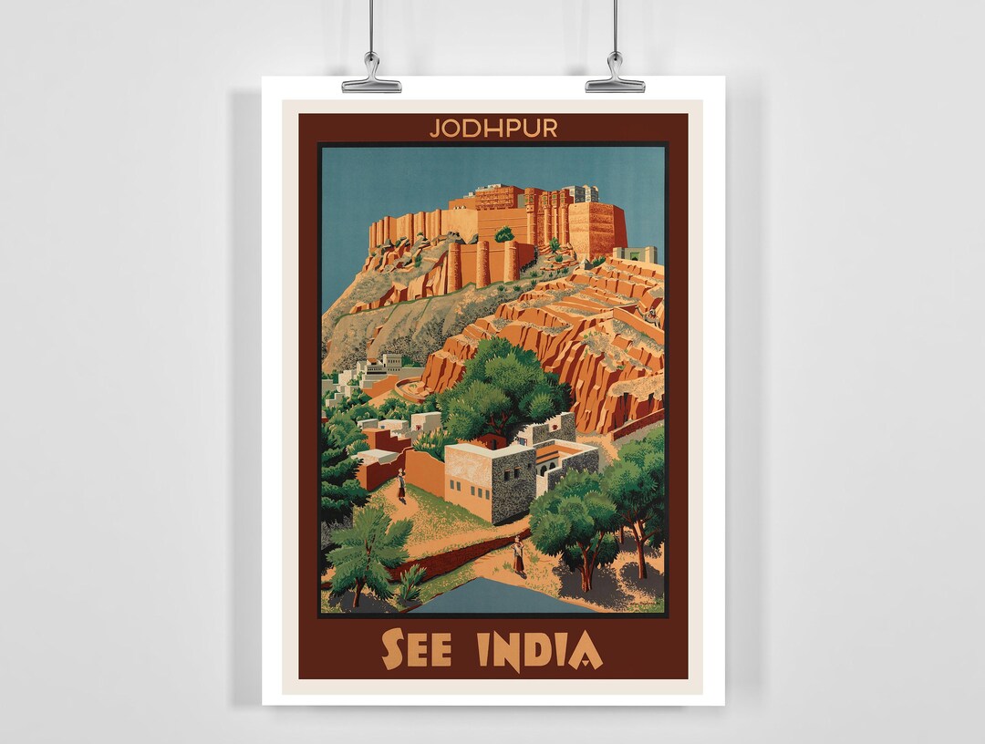 Jodhpur See India Vintage Travel Poster - Framed / Unframed - Etsy
