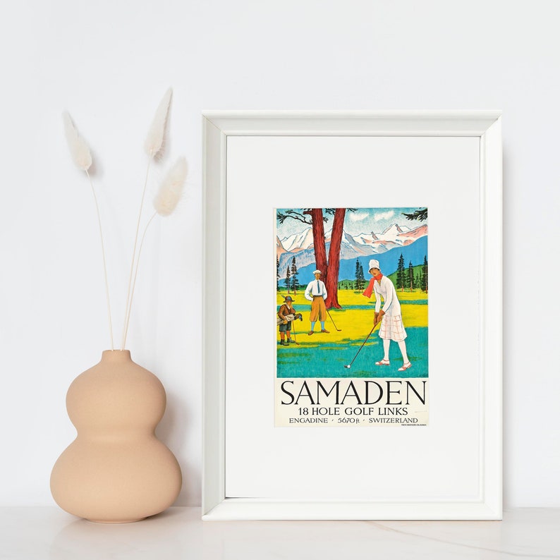 Samedan Switzerland Engadine Golf Club Vintage Travel Poster - Etsy