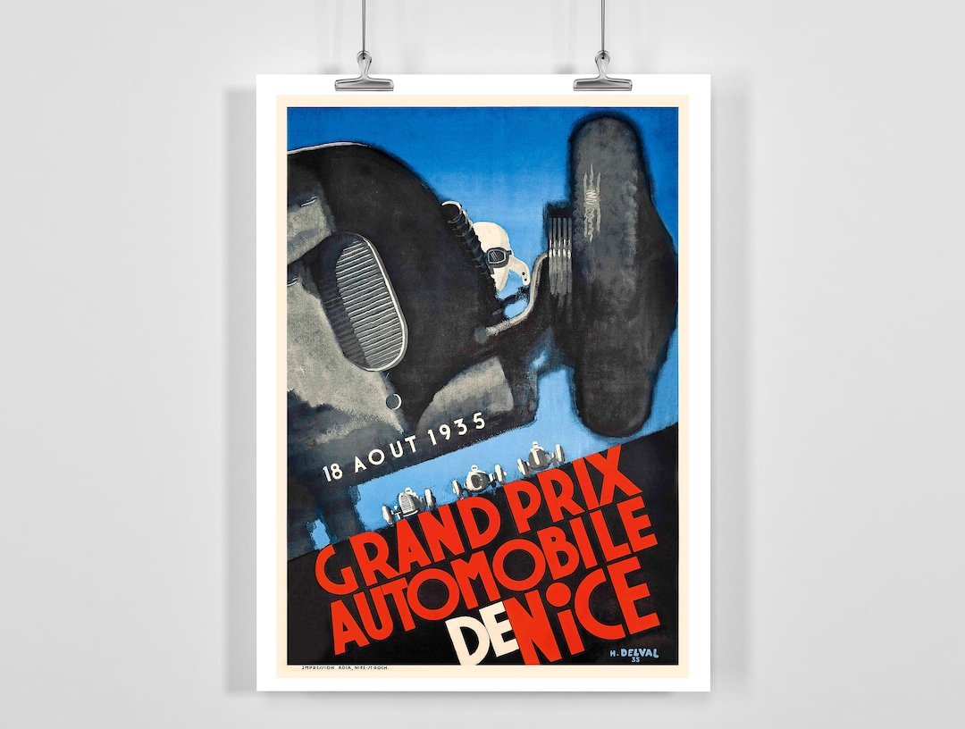 Grand Prix Automobile De Nice 18 Aout 1935 Vintage Racing Poster ...
