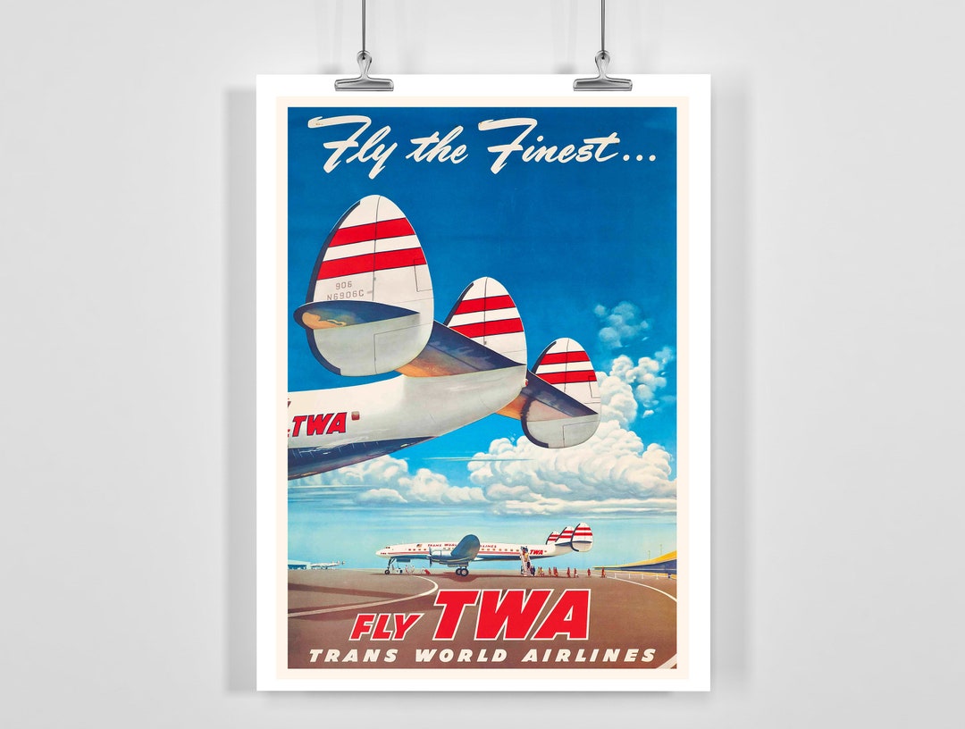 Vintage Retro Plane Airplane Airlines Vintage Travel Poster - Framed ...