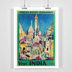 Visit India Indian State Railways Vintage Travel Poster - Framed ...