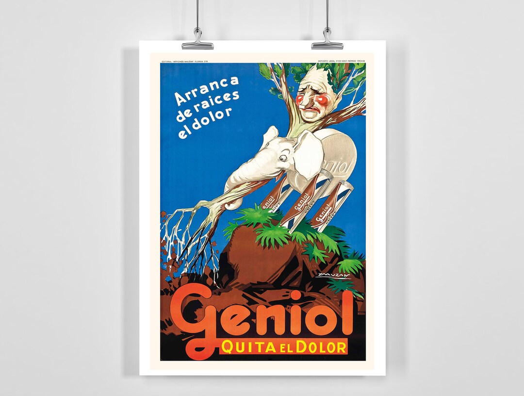 Geniol Take Away the Pain Vintage Advertising Poster by Achille Mauzan ...
