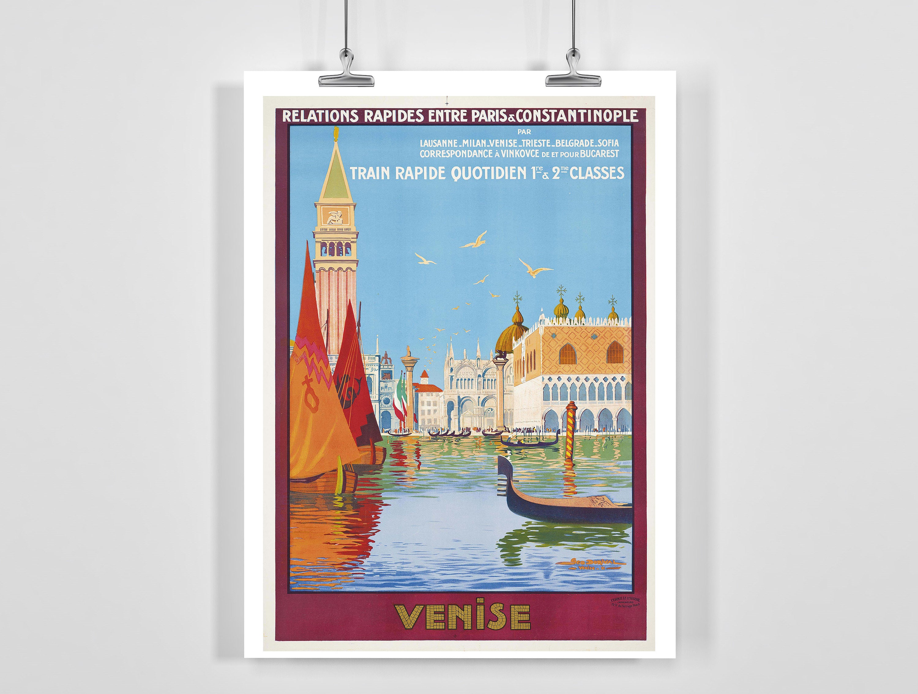 Italy Venice Vintage Travel Poster - Framed / Unframed - Etsy