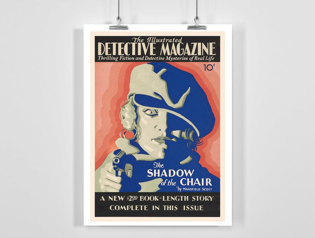 Illustrated Detective Magazine Cover 1930 Vintage Illustration - Framed ...