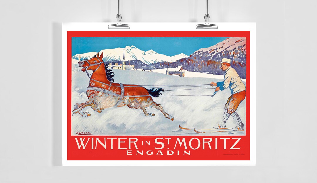 Winter in St. Moritz Engadin Vintage Ski Poster - Framed / Unframed - Etsy