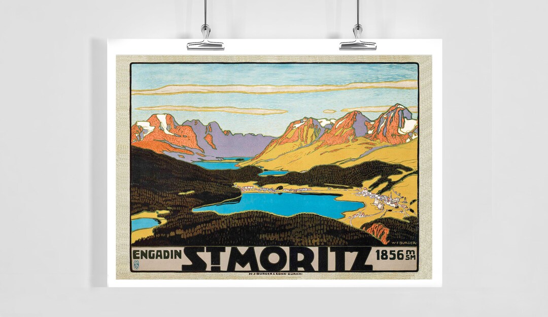 St. Moritz Engadin Vintage Travel Poster - Framed / Unframed - Etsy