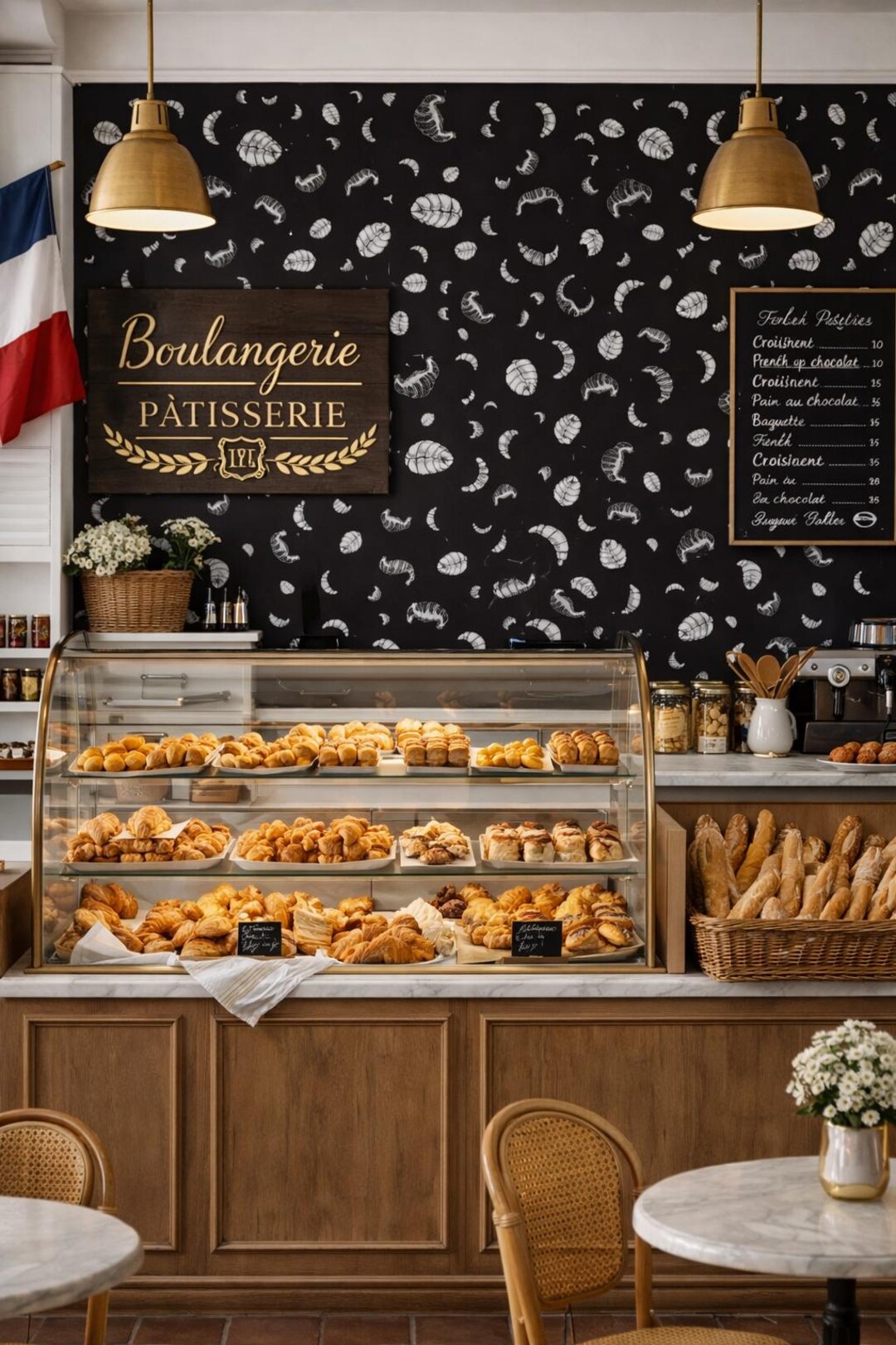 Croissant Peel and Stick Wallpaper French Bakery Cafe Wall Mural Coffee ...
