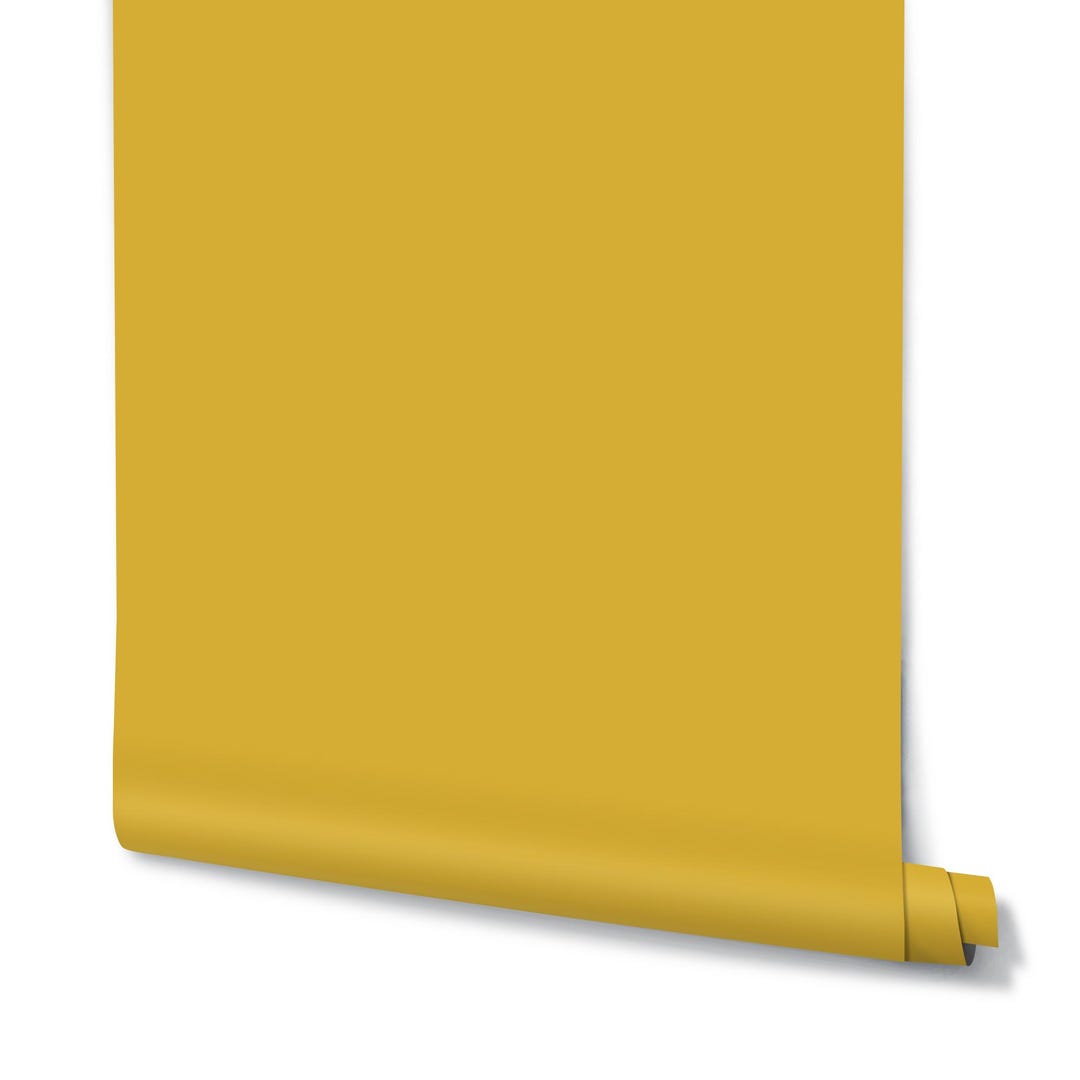 Peel and Stick Wallpaper Mustard Yellow, Goldenrod Yellow Wall Sticker ...