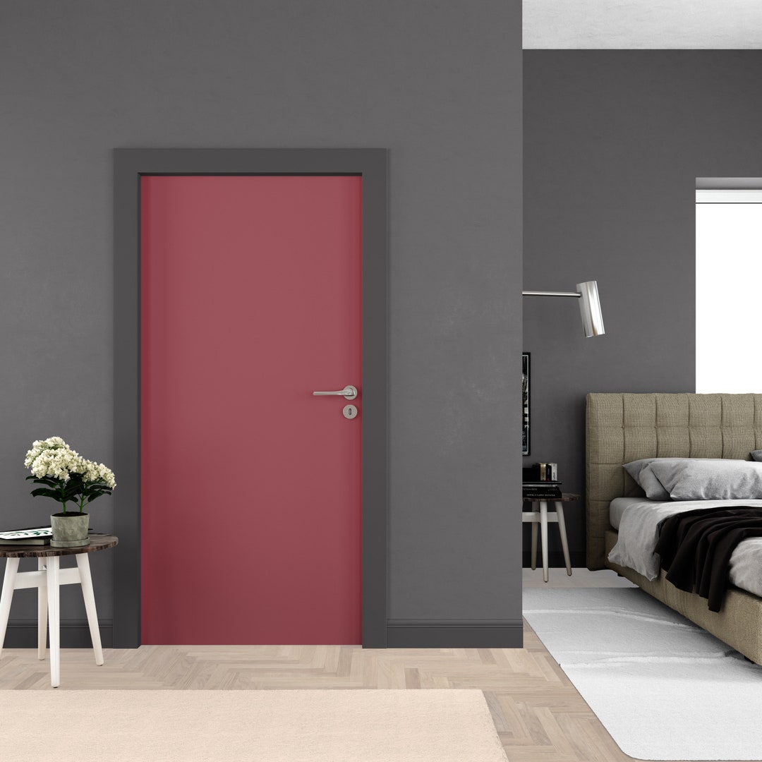 Red Door Wallpaper Peel Stick Door Mural Solid Color Modern Minimal ...