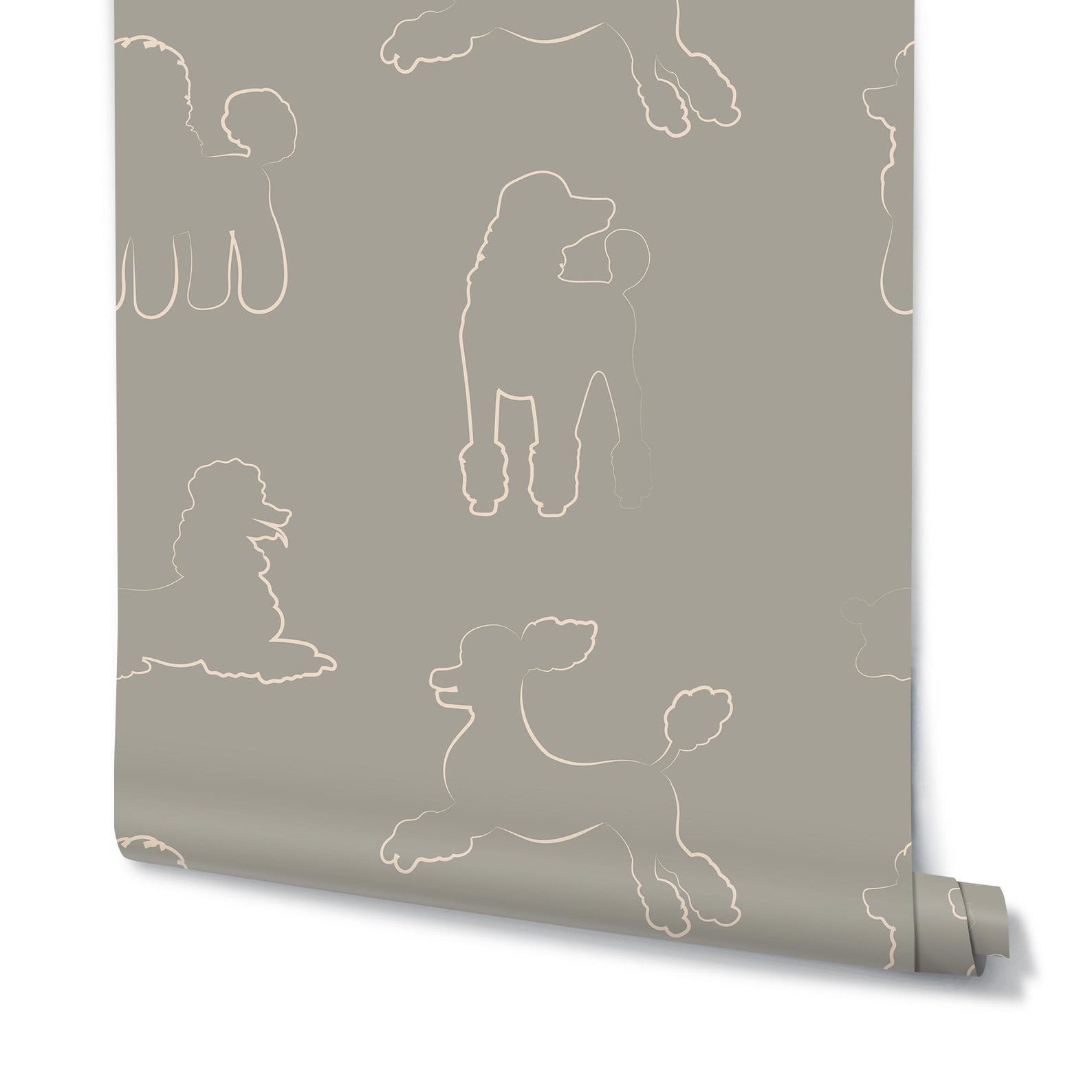 Poodle Wallpaper Peel and Stick Neutral Taupe Dog Pattern Removable ...
