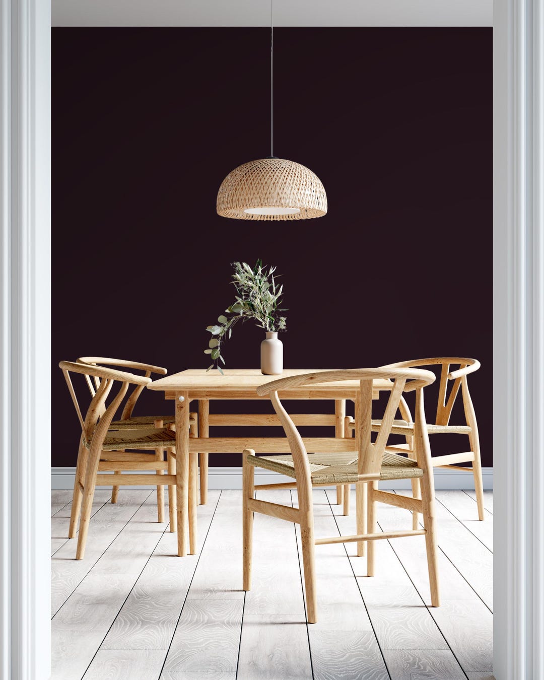 Peel and Stick Wallpaper Cherry Laquer, Dark Purple Wallpaper, Color ...