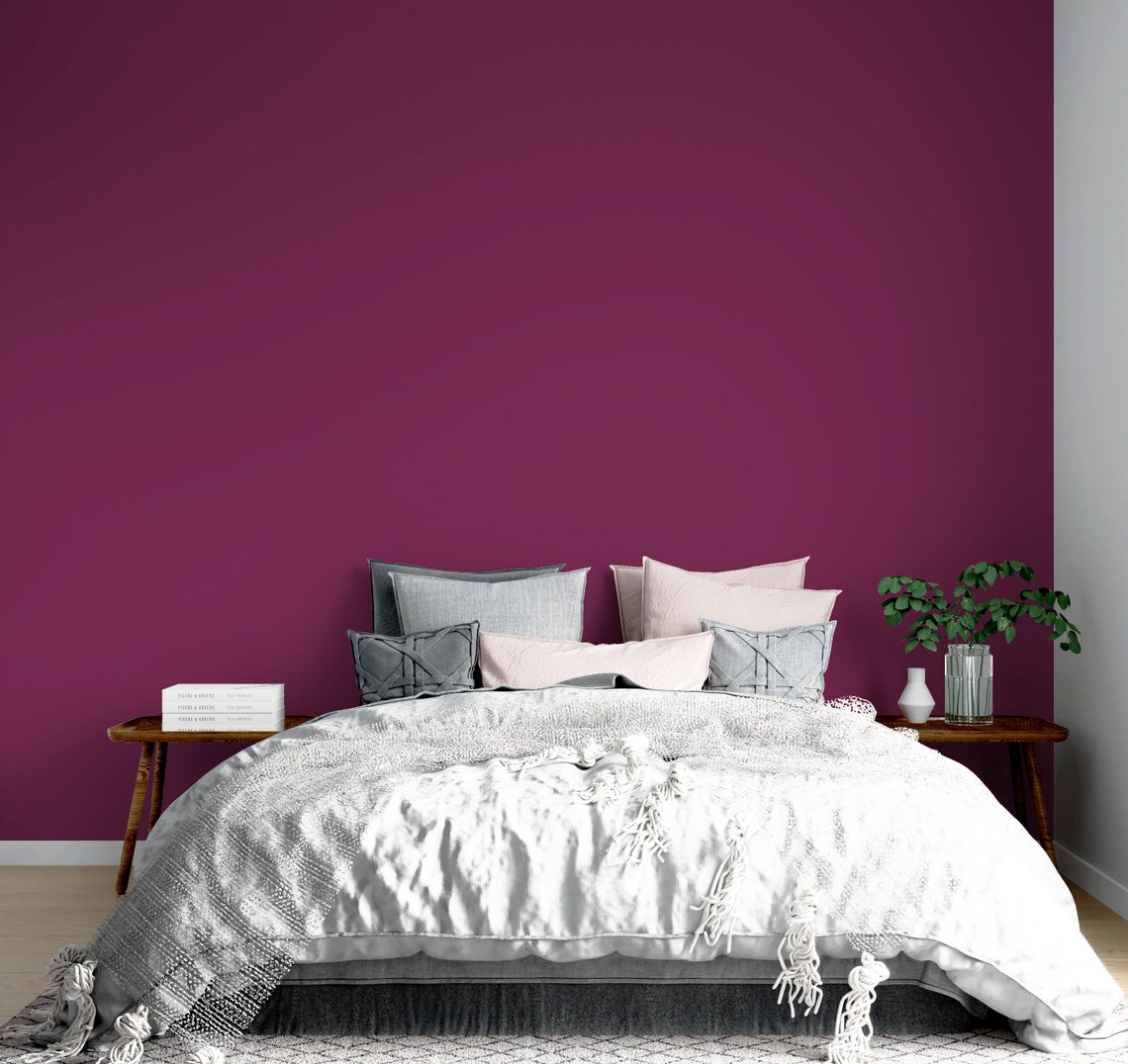 Peel and Stick Wallpaper Wine Solid Color Wallpaper for Home | Etsy