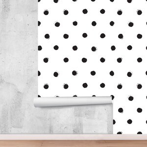 Black and White Polka Dot Wallpaper, Peel and Stick Wallpaper ...