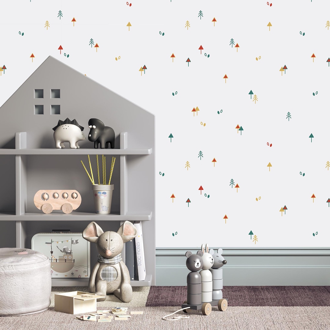 Colored Trees Nursery Wallpaper / Removable Wallpaper / Peel and Stick ...