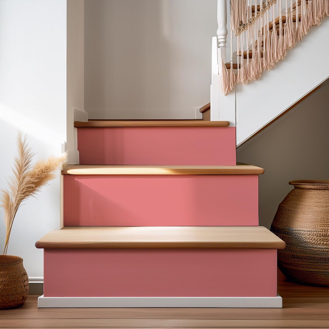 Stair Riser Decals Salmon Pink, Stickers for Stairs Pink, Self Adhesive ...