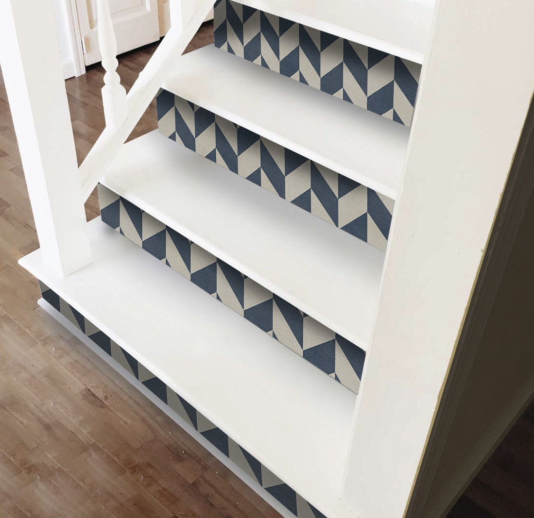 Stair Riser Removable Wallpaper With Chevron Pattern SET OF - Etsy