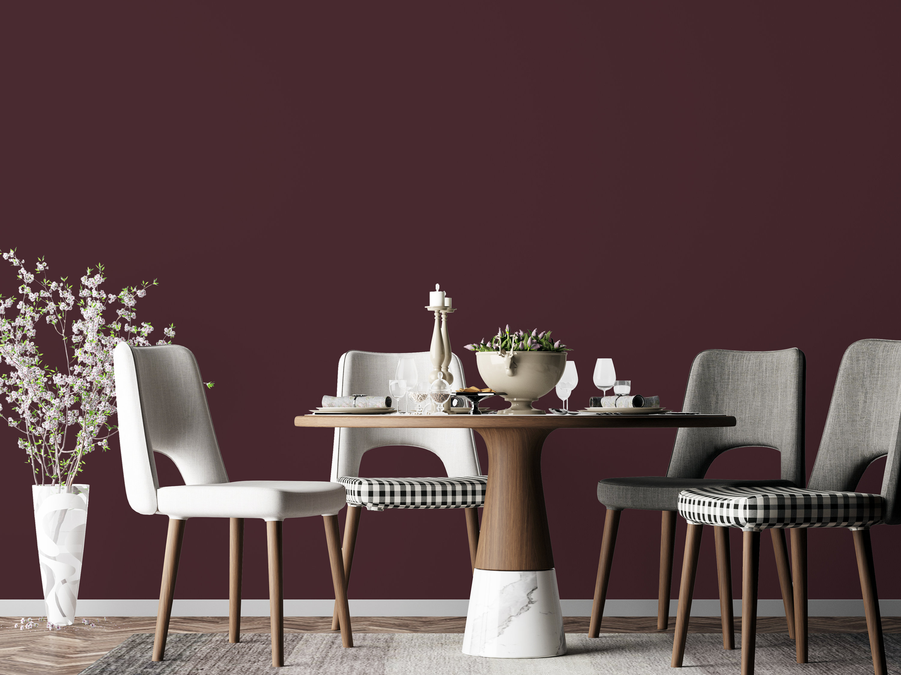 Peel And Stick Wallpaper Dark Red solid color Home Decor | Etsy