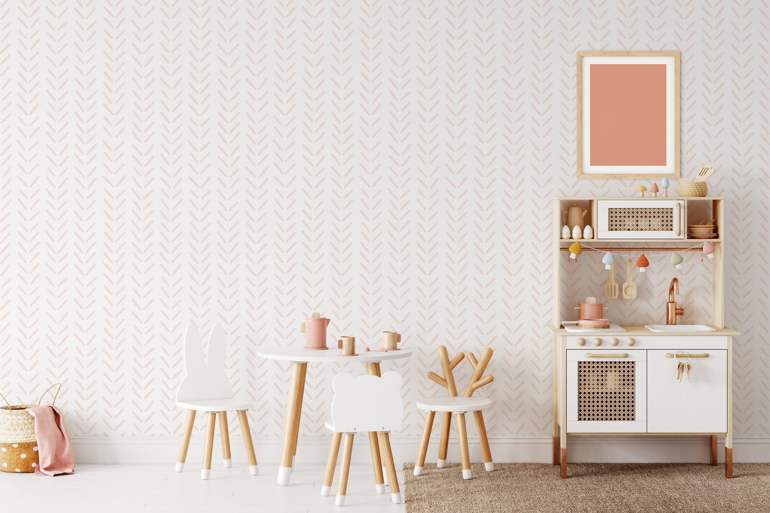 Nursery Wallpaper for Kids/girls Removable Wallpaper Cream - Etsy