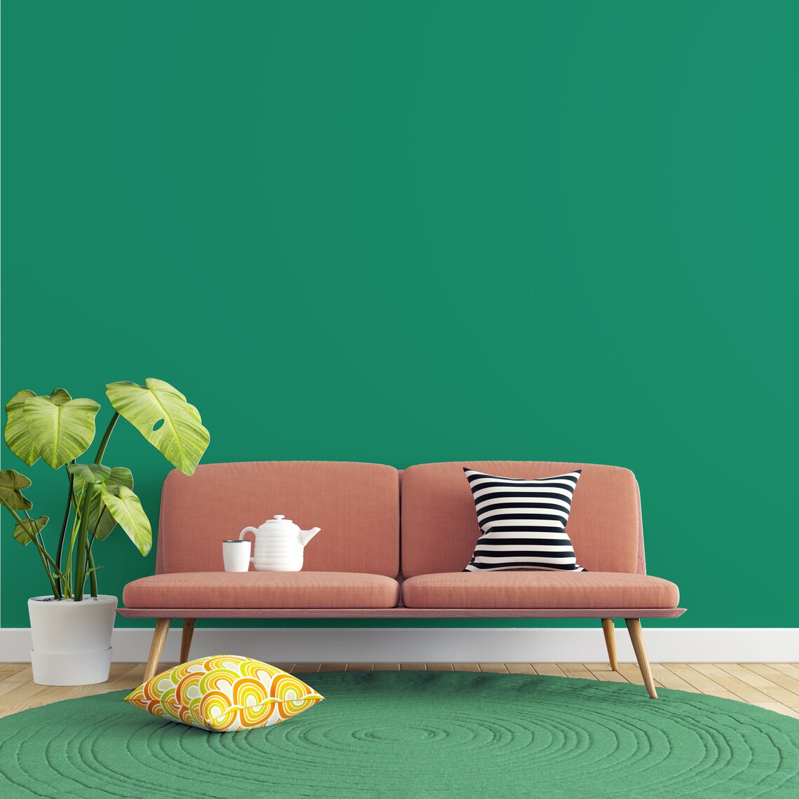 Peel and Stick Wallpaper Green Solid Color Home Decor | Etsy