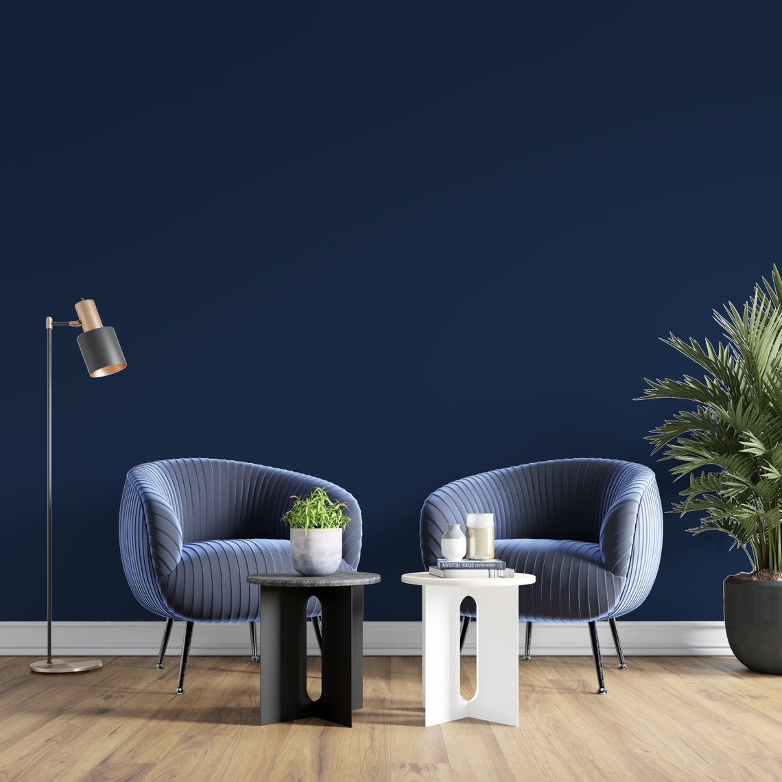 Peel and Stick Wallpaper Navy Blue Solid Color Wallpaper for | Etsy