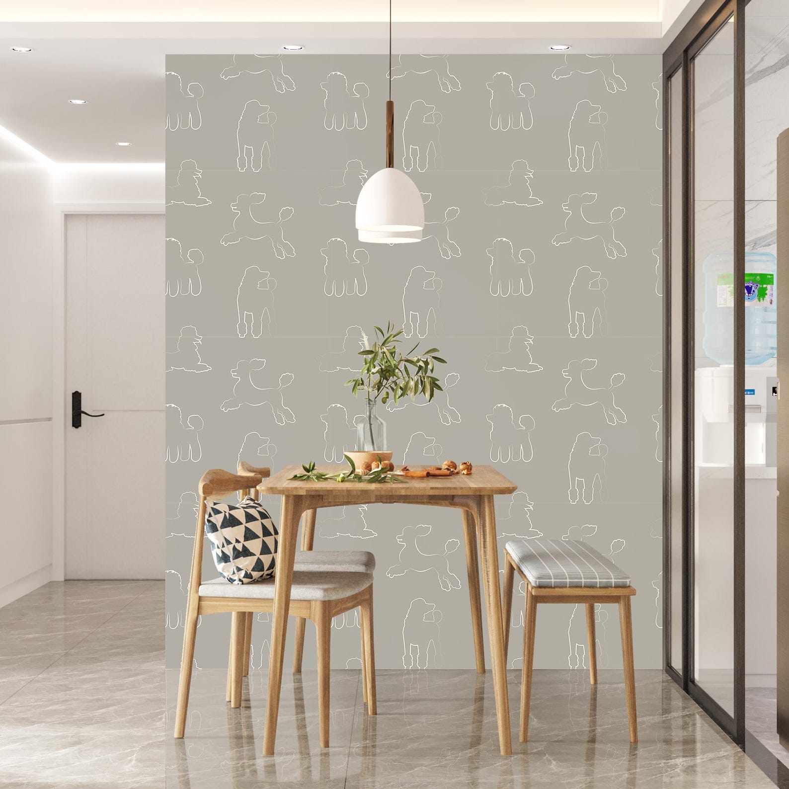Poodle Wallpaper Peel and Stick Neutral Taupe Dog Pattern Removable ...