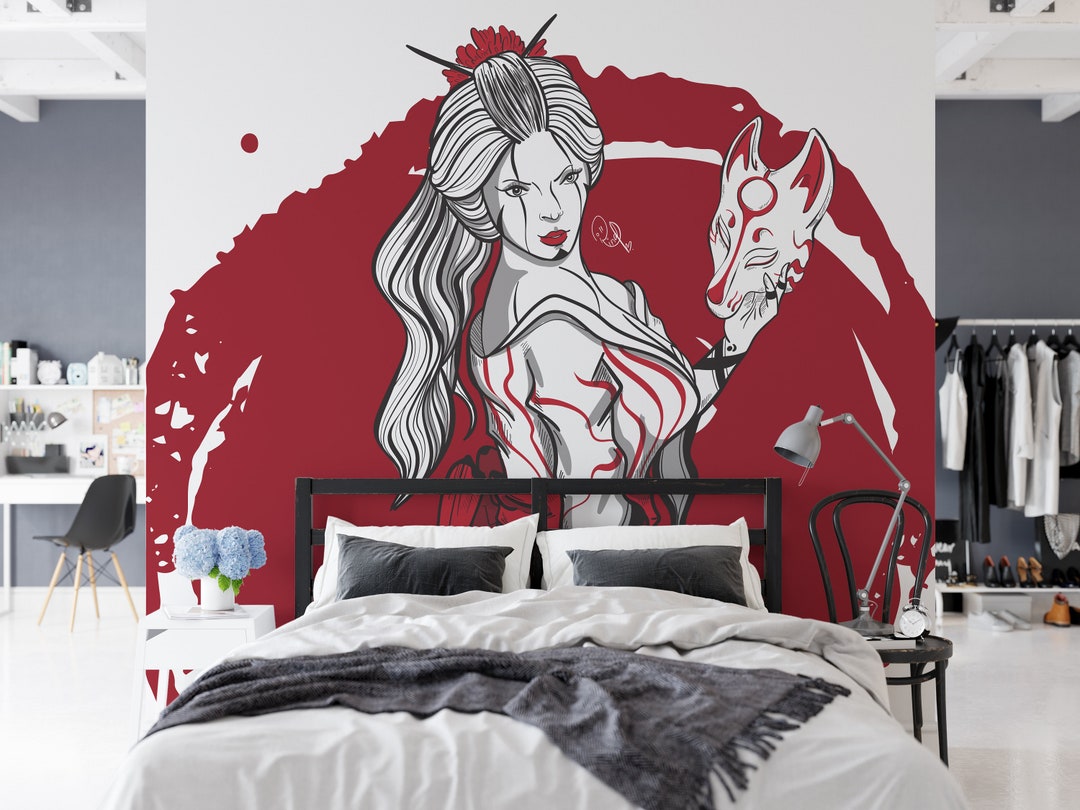 Geisha Peel and Stick Digital Art Mural Japanese Geisha Removable ...