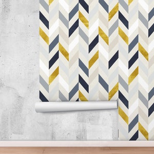 Peel and Stick Wallpaper With Chevron Pattern, Geometric Wallpaper Home ...