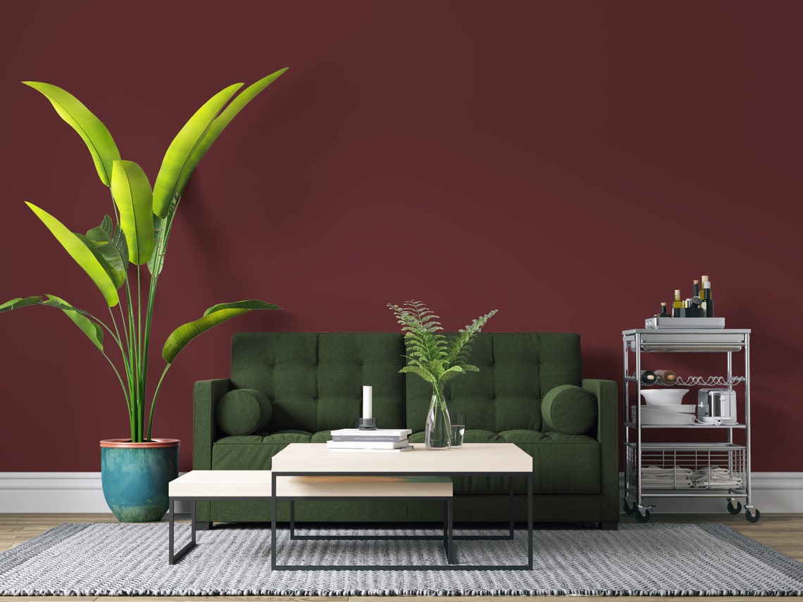 Peel and Stick Wallpaper Solid Wine Red Color Home Decor | Etsy