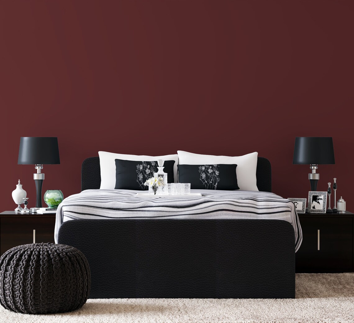 Peel and Stick Wallpaper Solid Wine Red Color Home Decor | Etsy