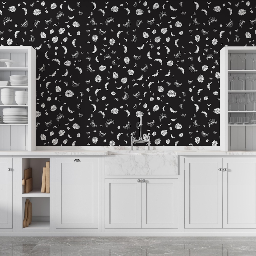 Croissant Wallpaper Peel and Stick Bakery Decor – Pastry Shop Kitchen ...