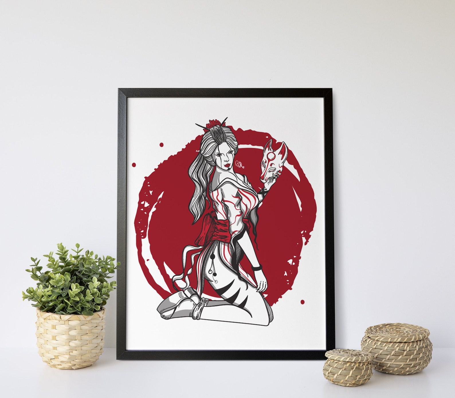 Geisha Poster Canvas Wall Art Print With Japanese Geisha - Etsy
