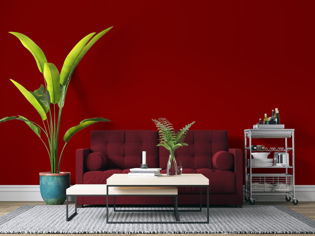 Burgundy Peel and Stick Wallpaper Modern Living Room Accent Wall Idea ...