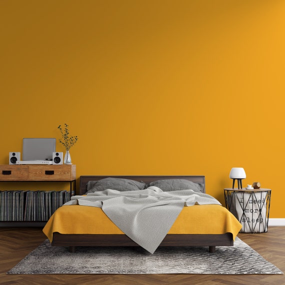 Peel and Stick Wallpaper Yellow Solid Color Wallpaper Home | Etsy