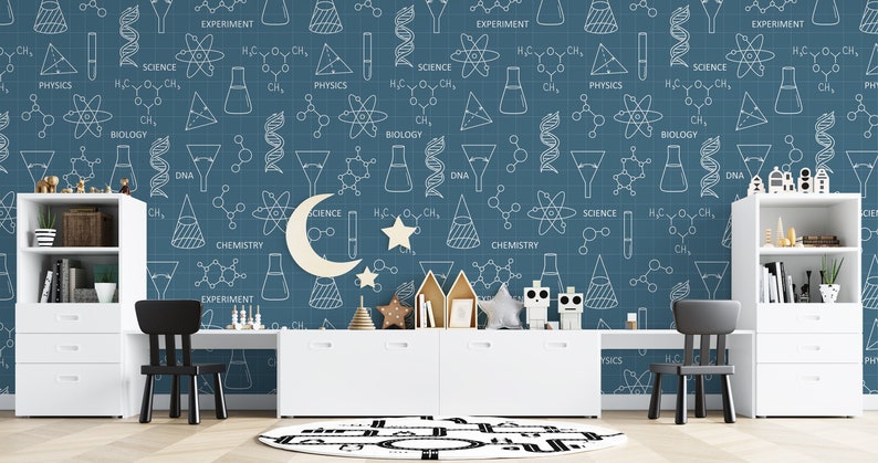 Nursery Wallpaper for Kids Removable Science Pattern - Etsy