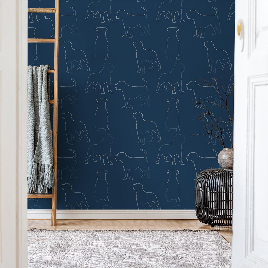 Pet Shop Wallpaper / Blue Dog Wallpaper for Grooming - Etsy
