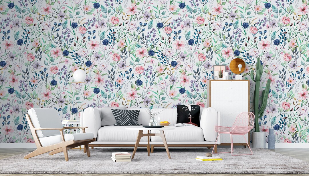 Colorful Floral Peel and Stick Wallpaper - Funky Removable Self ...