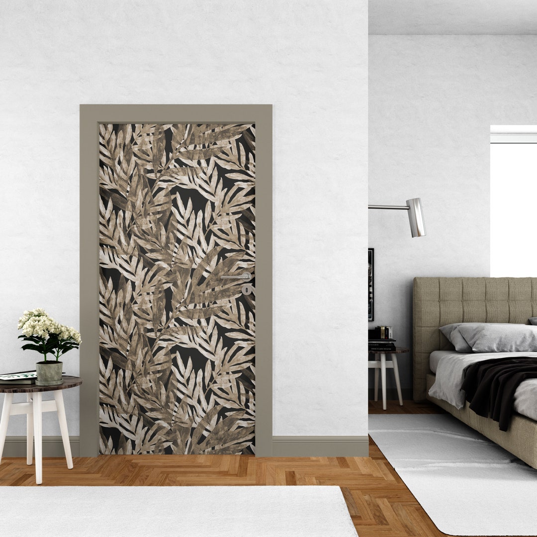 Door Decal With Leaves, Nature Removable Wallpaper, Self-adhesive Door ...