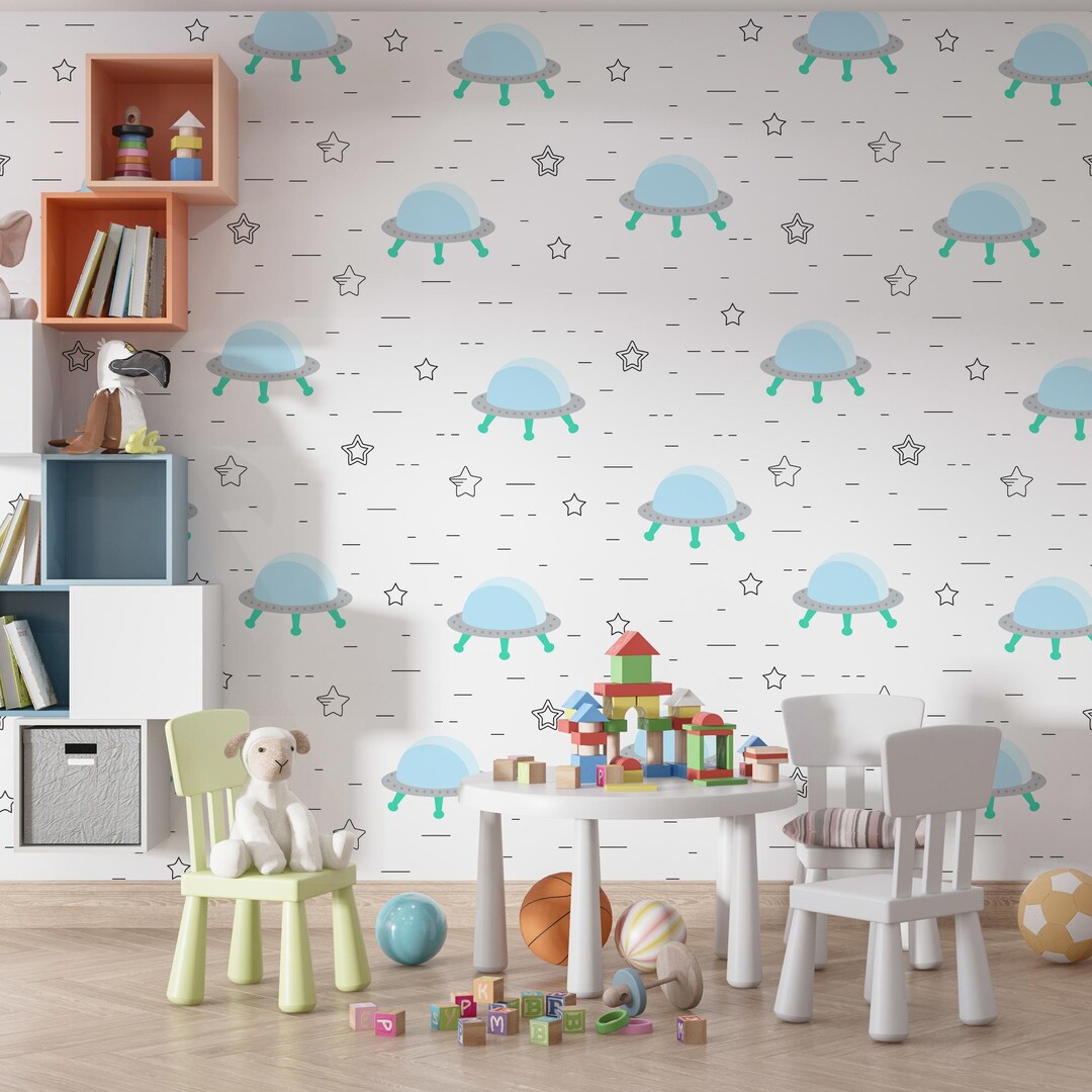 UFO Wallpaper / NLO Wallpaper / Removable Wallpaper / Peel and Stick ...