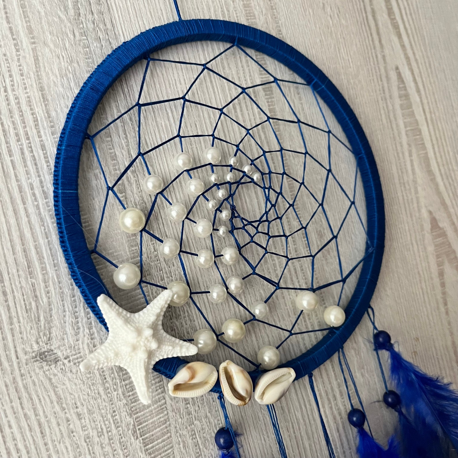 Ocean Dream Catcher With Seashells Beach Dream Catcher Blue Ocean ...