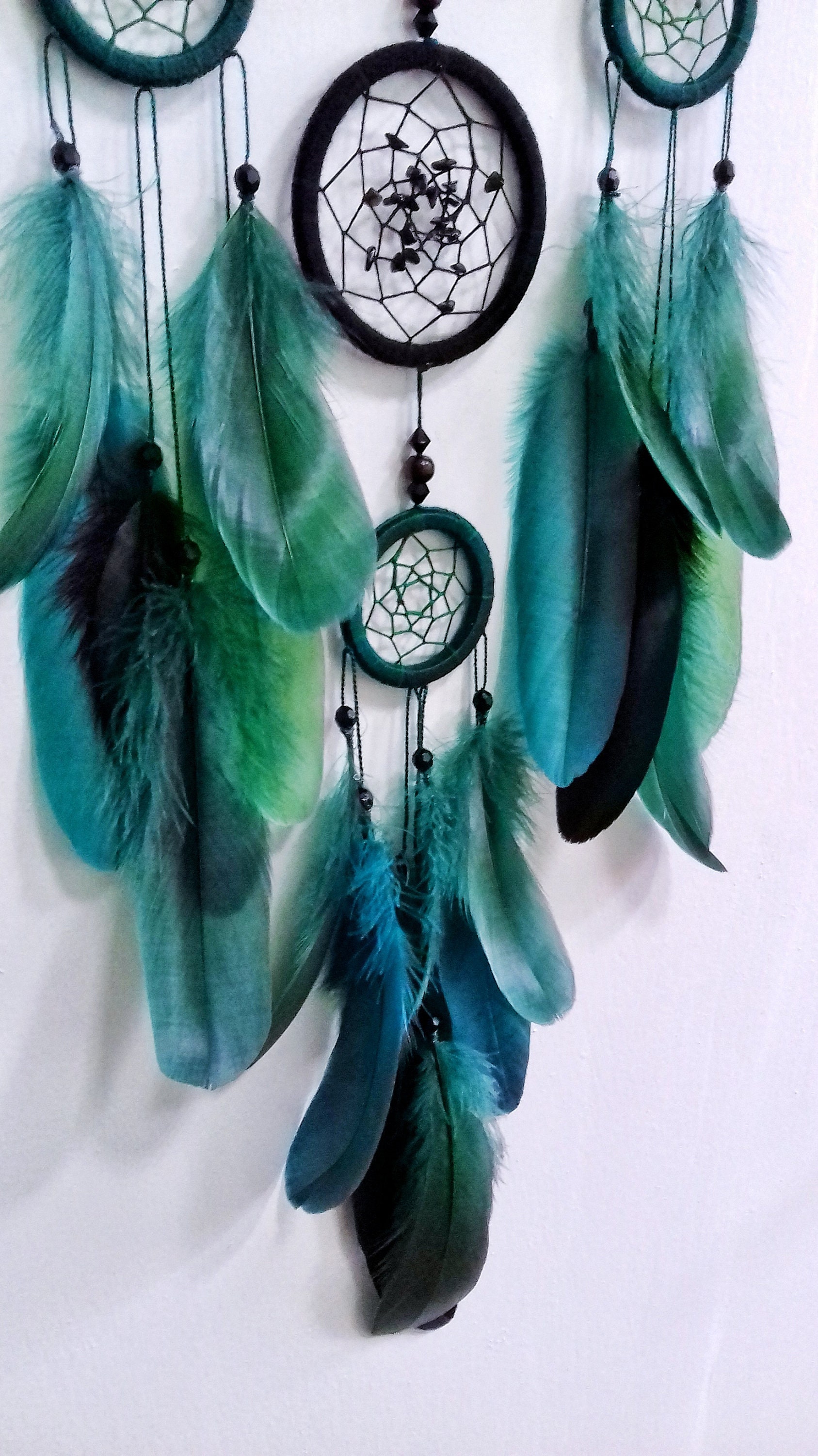 Emerald Green Dream Catcher Large Dream Catcher With Black Stones Dream ...