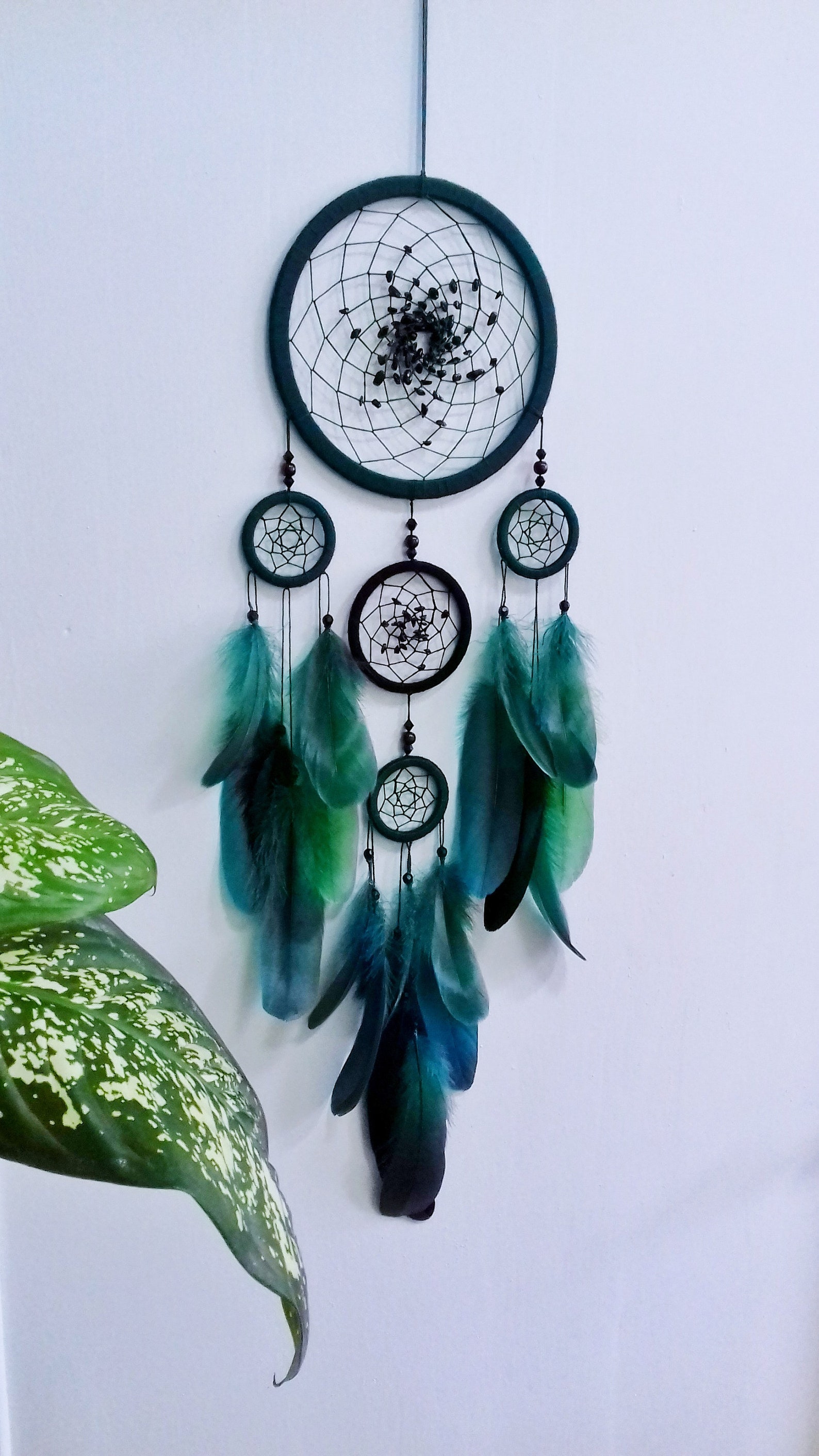 Emerald Green Dream Catcher Large Dream Catcher With Black - Etsy