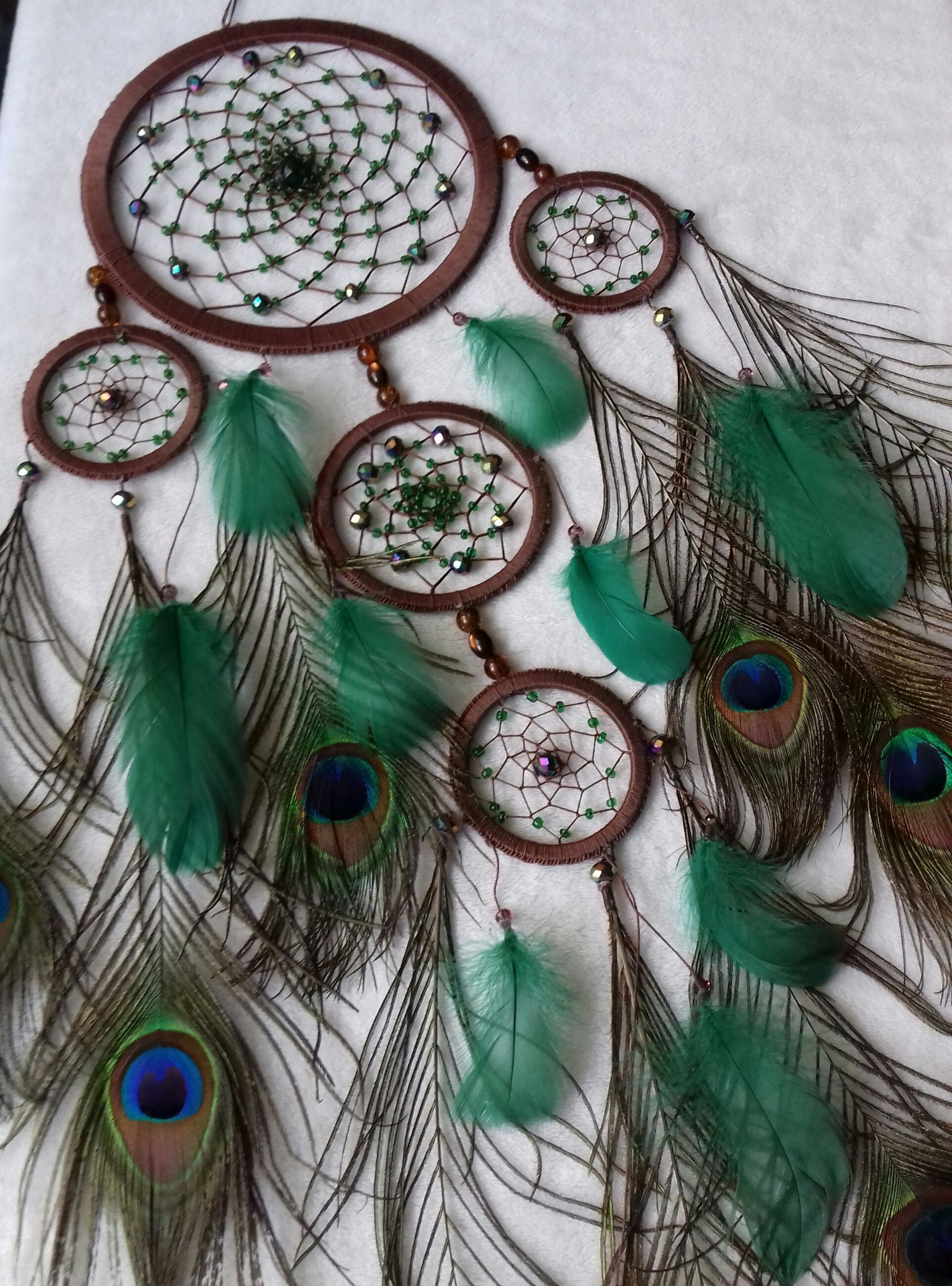 Peacock Brown Big Dream Catcher National Indian Amulet Nursery - Etsy