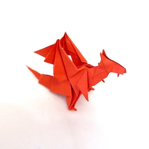 Handmade Red Paper Origami Dragon - Etsy